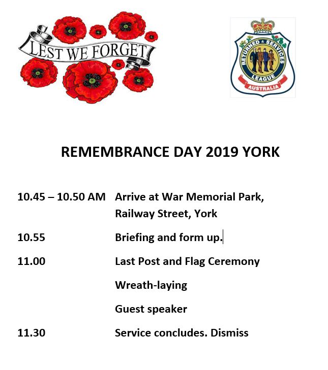 Remembrance Day York 2019 » Shire of York