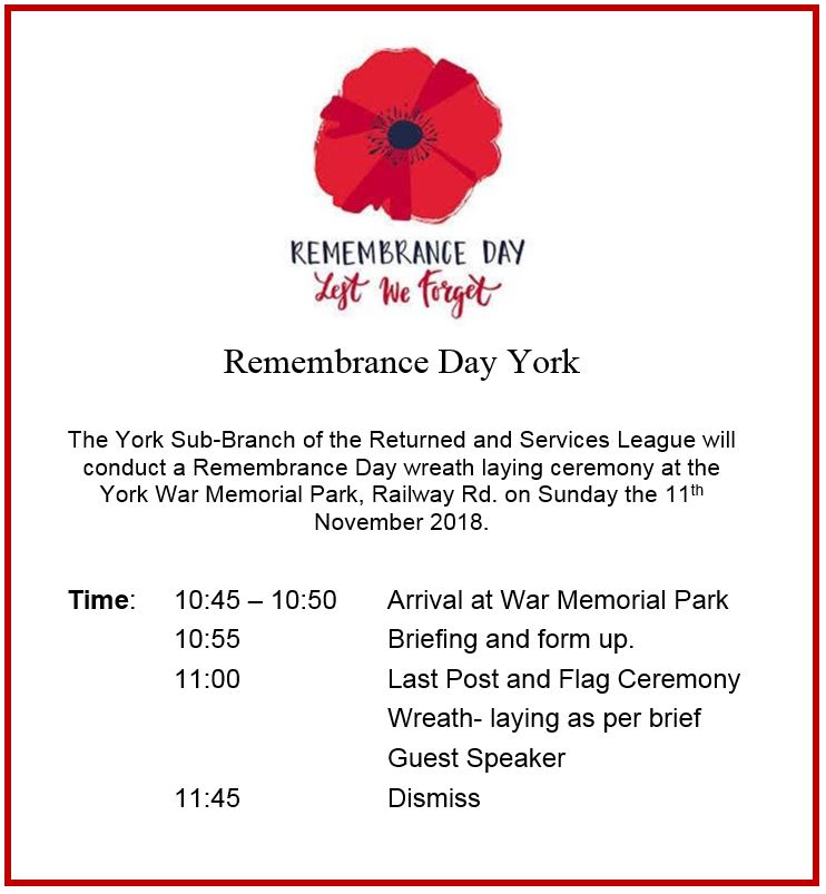 Remembrance Day Wreath Laying Ceremony » Shire of York